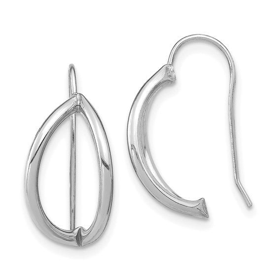 14k White Gold Half Circle French Wire Earrings